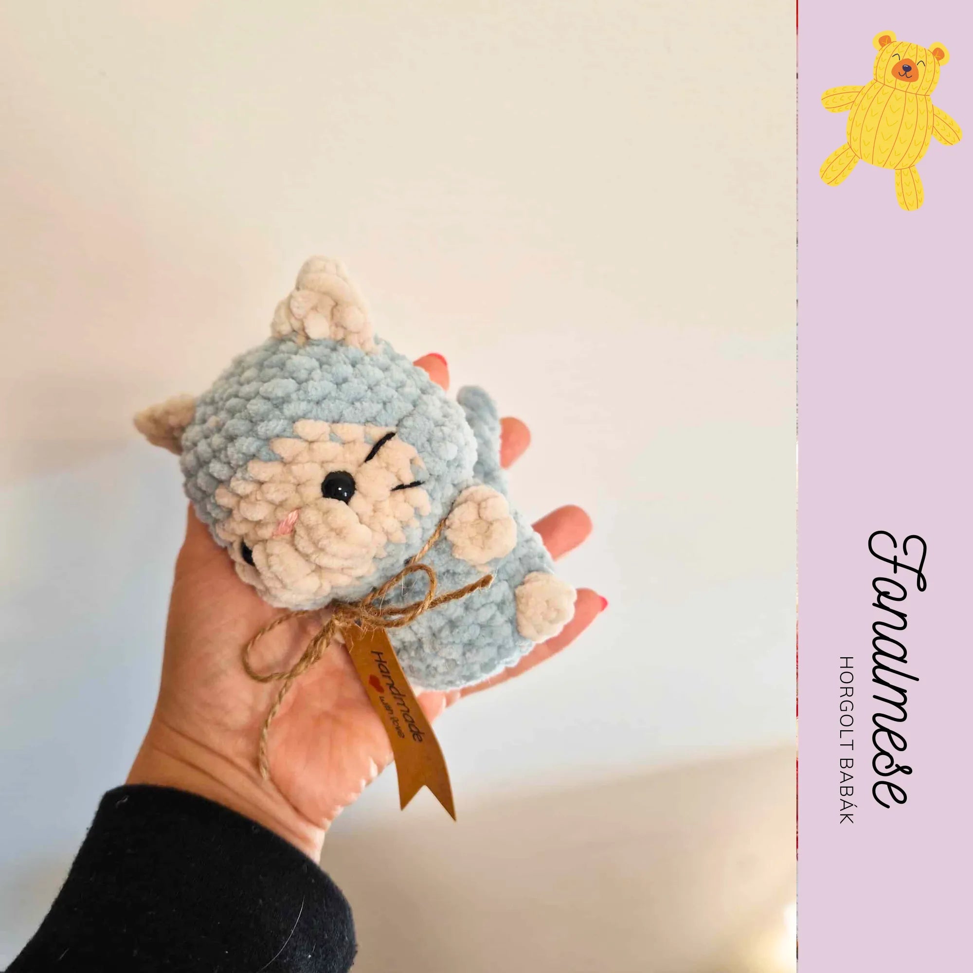 Mini cica - zsenilia figura – Fonalmese